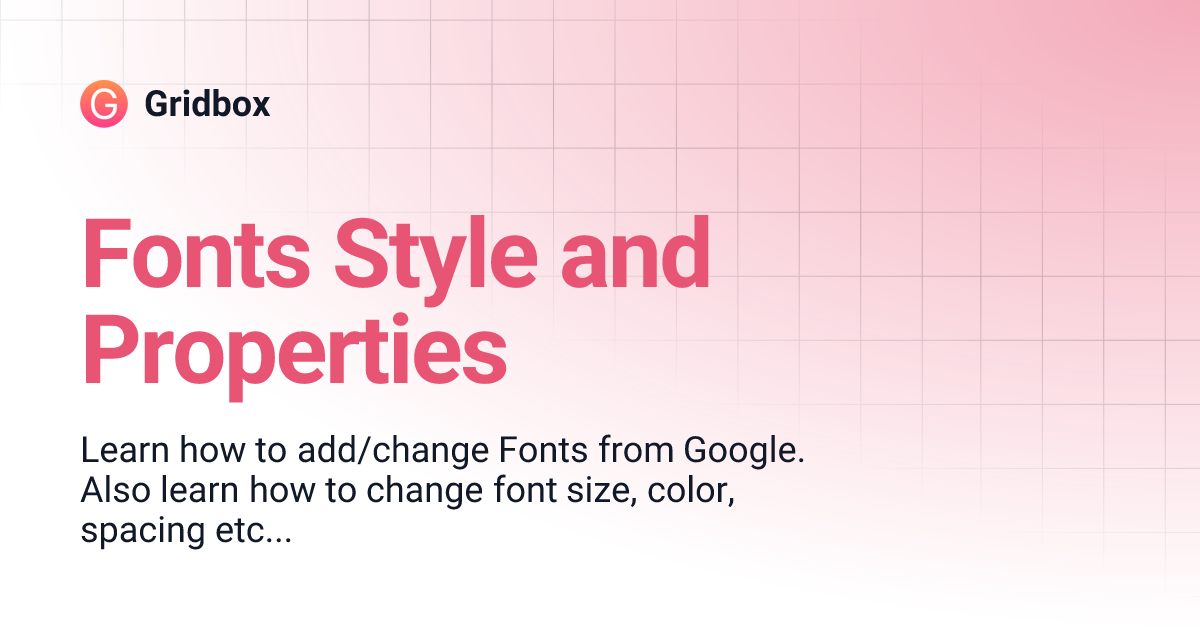 Fonts Style and Properties | Gridbox